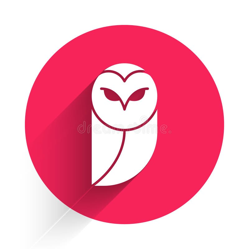 White Owl Icon Isolated with Long Shadow. Animal Symbol. Red Circle ...
