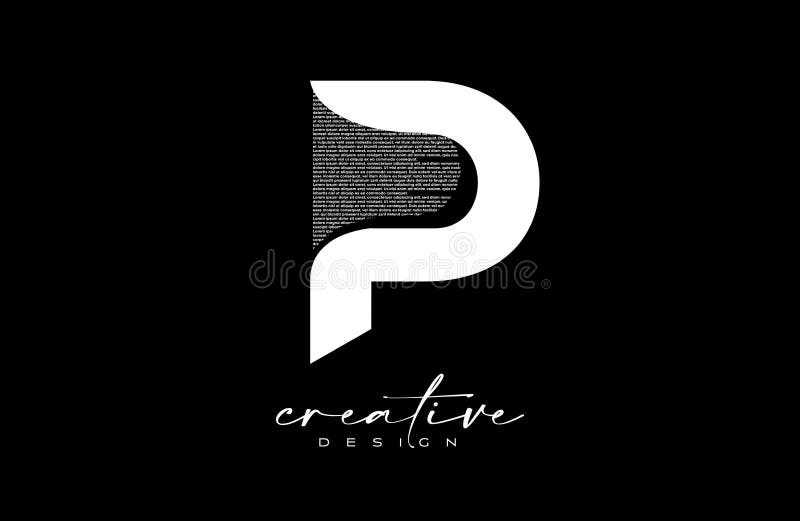 White P Letter Logo Design with Creative Letter P Made of Black Text ...