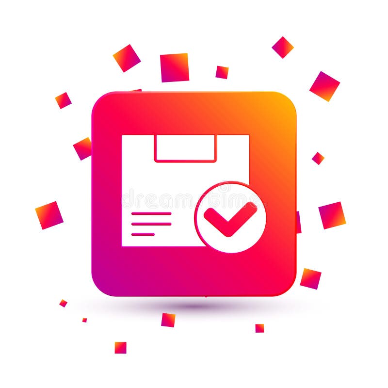 Approved Parcel Flat Icon. Box and Check Red Icons in Trendy Flat Style ...