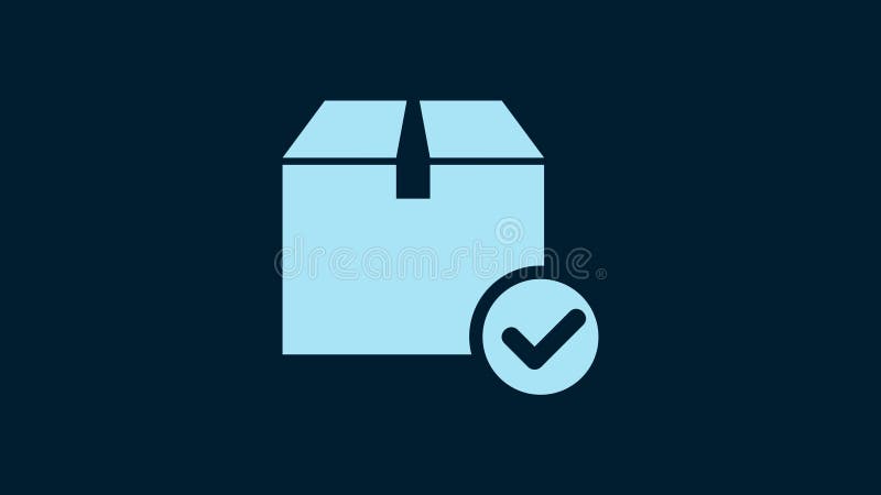 White Package Box with Check Mark Icon Isolated on Green Background ...