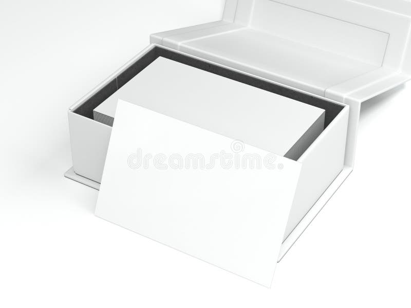 White Package with Stack of Business Cards. 3d Rendering Stock ...