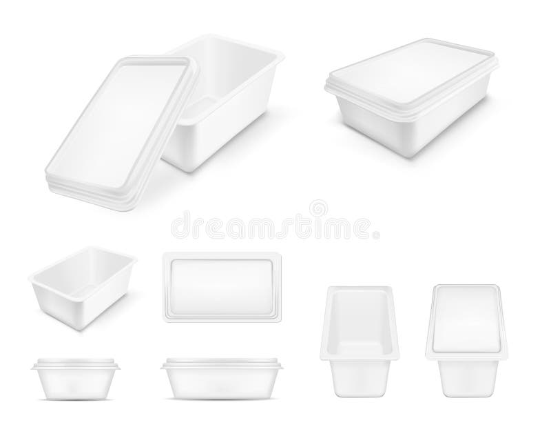 White Packaging with Lid for Food Stock Vector - Illustration of dairy ...