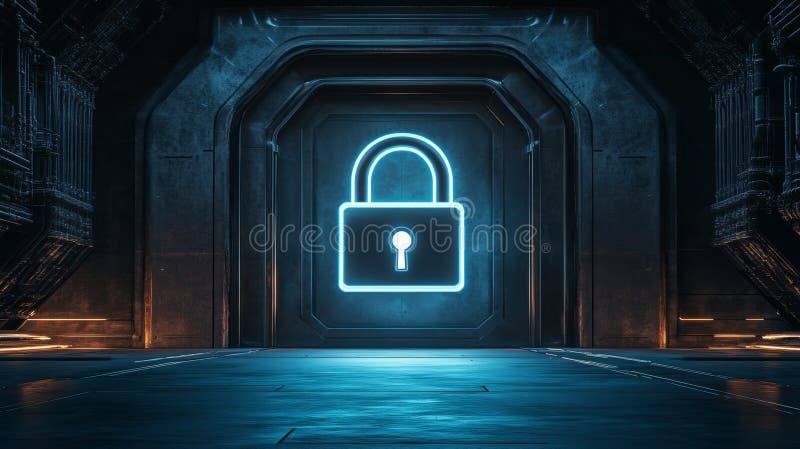 A White Padlock on a Dark Metallic Background Symbolizes a Glowing ...