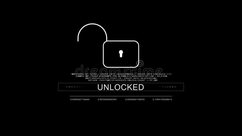 White Padlock on Black Background with Locked Word in Circle Logo Design Stock Video - Video of ...
