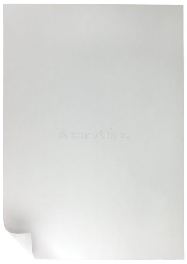 White Page Curl, Large Detailed Vertical Isolated Copy Space Background ...