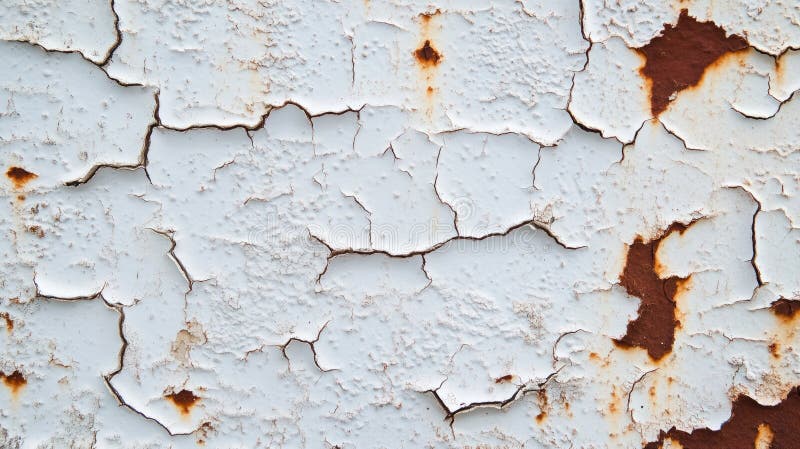 White Paint Cracking and Exposing Rust on Metal Surface Stock Photo ...