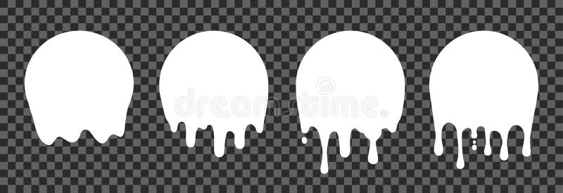 White Paint Drip Stickers, Set Circle White Melt Drop Icons, Circle ...