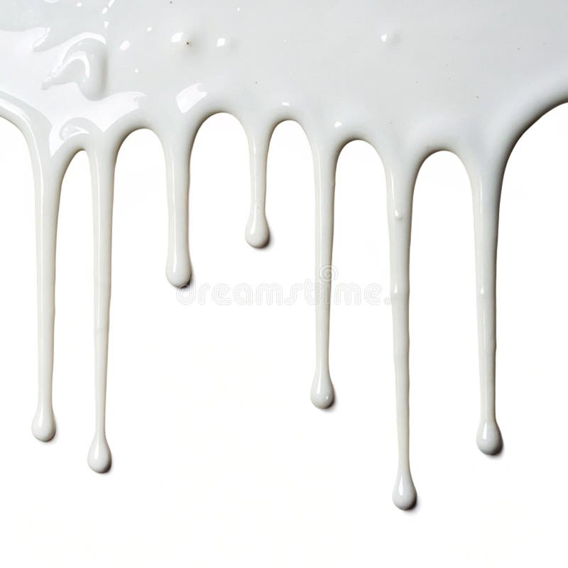 White Paint Dripping Liquid Isolated on White Background Stock ...