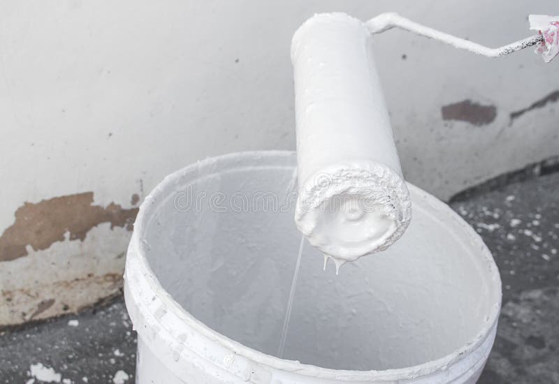 White Paint Dripping with Paint Roller Stock Photo - Image of handle ...