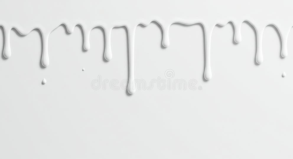 White Paint Drips Down a Smooth Surface, Creating Irregular Lines. the ...