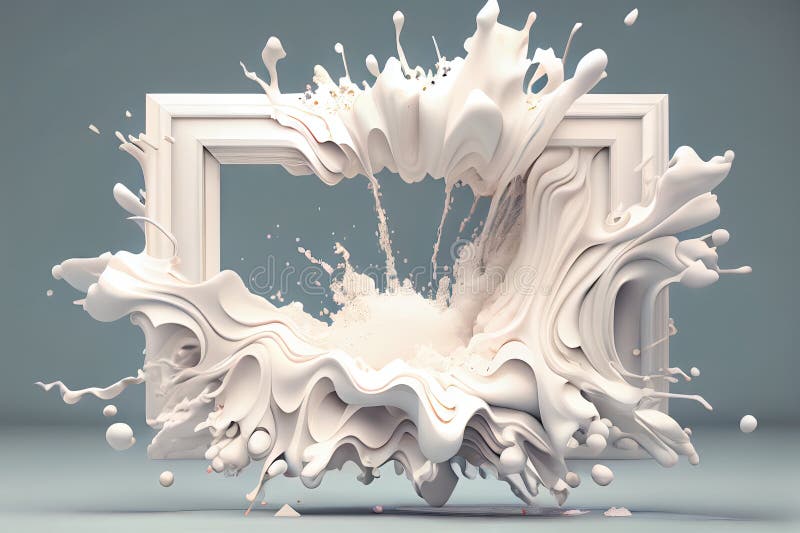 White Paint Explosion Frame, Snow Burst Border, Powder Spray Blast ...