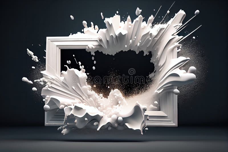 White Paint Explosion Frame, Snow Burst Border, Powder Spray Blast ...