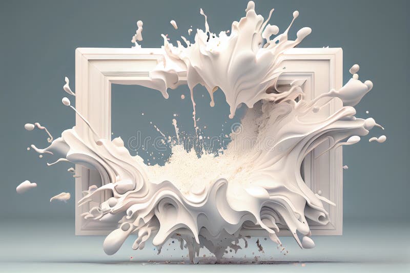 White Paint Explosion Frame, Snow Burst Border, Powder Spray Blast ...