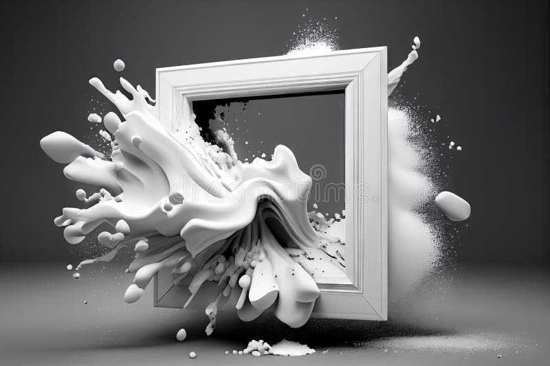 White Paint Explosion Frame, Snow Burst Border, Powder Spray Blast ...