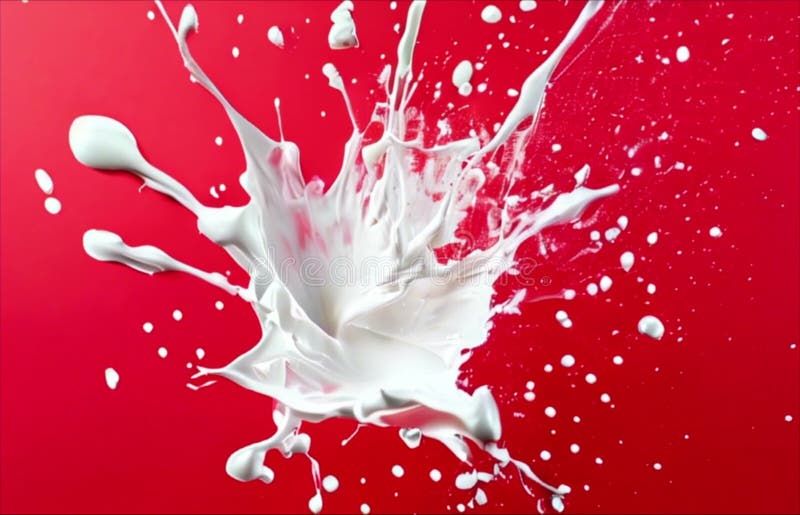 White Paint Explosion Splash on Red Background. Milk Cloud, Dust ...