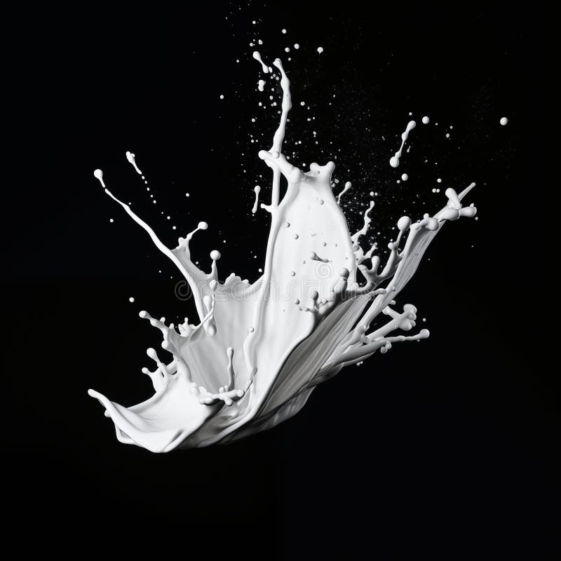 White Paint Splash in Motion on Black Background Stock Illustration ...