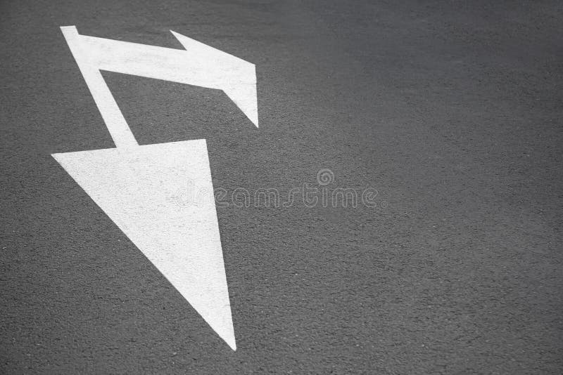 White Painted Arrow Markings on Road Outdoors, Space for Text Stock ...