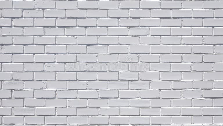 White Painted Brick Wall with Uniform Rectangular Bricks Design Stock ...