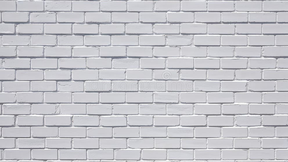 White Painted Brick Wall with Uniform Rectangular Bricks Design Stock ...