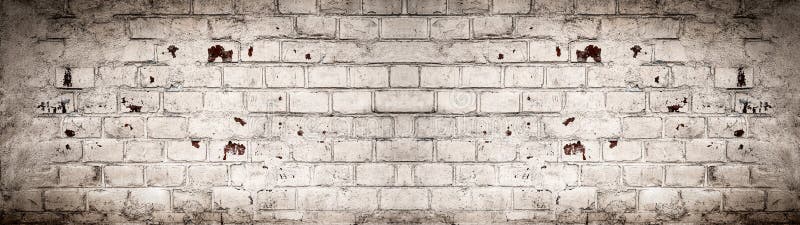 White Painted Damaged Rustic Brick Wall Texture Banner Panorama Stock ...