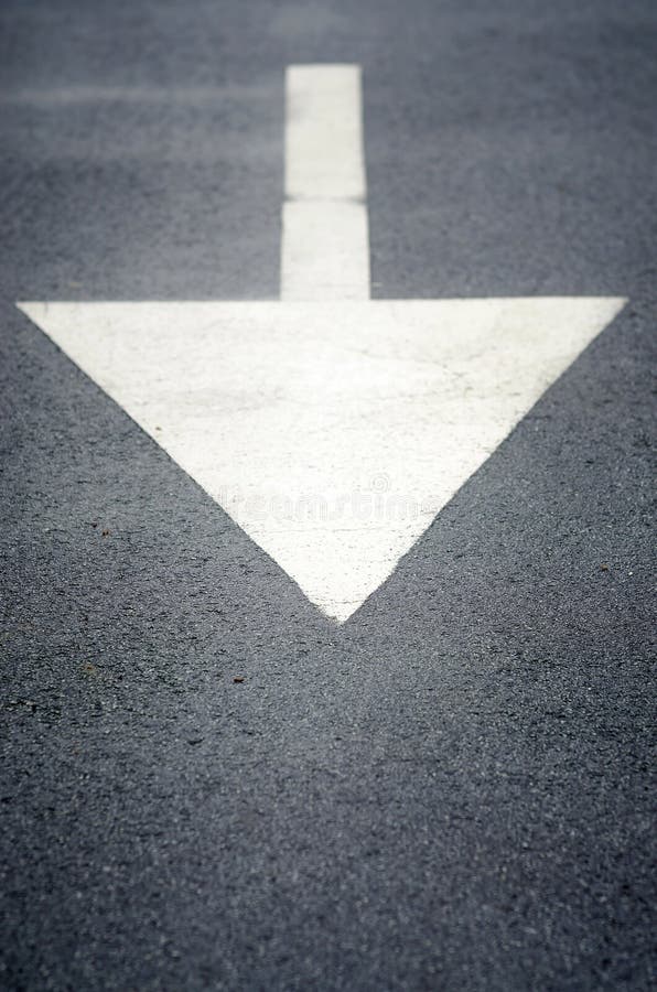 White Painted Direction Arrow Sign on the Road Stock Image - Image of ...
