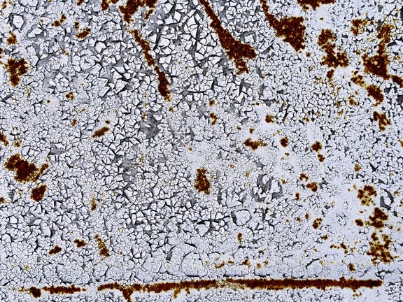 White Painted Metal Surface Rusting and Cracking Showing Abstract ...