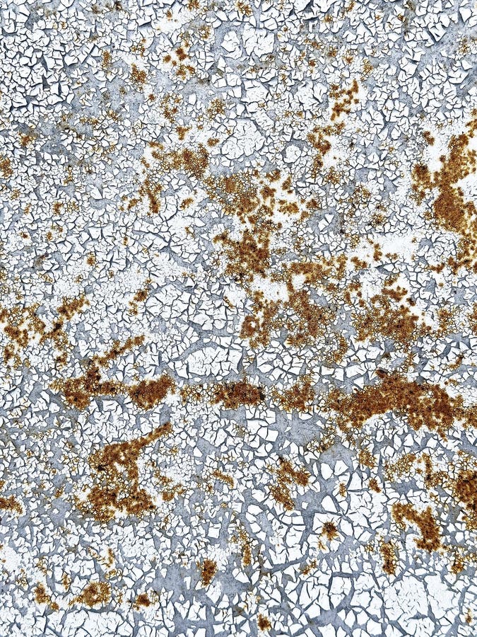 White Painted Metal Surface Rusting Showing through Cracked Paint Stock ...