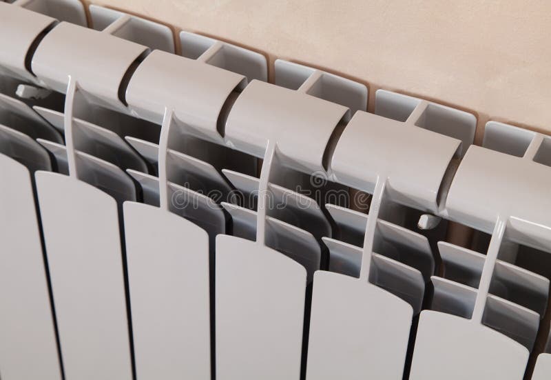 White Painted Radiator Heater, Classic Water Heating System Stock Image ...