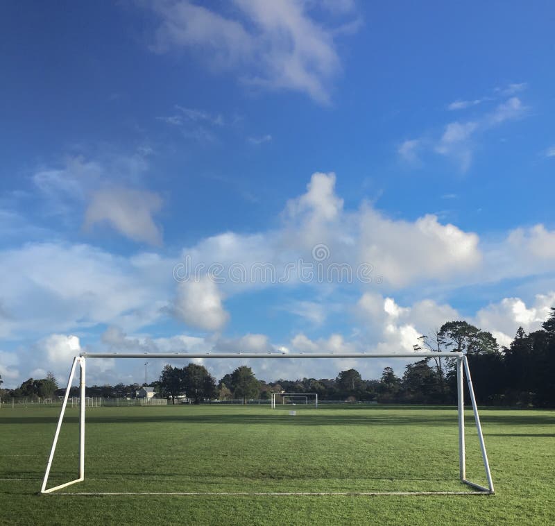 White Painted Soccer Goalposts Stock Image - Image of line, perspective ...