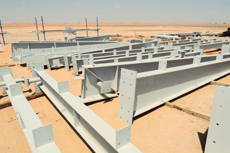 White Painted Steel Structures on the Desert Ground. Stock Photo ...