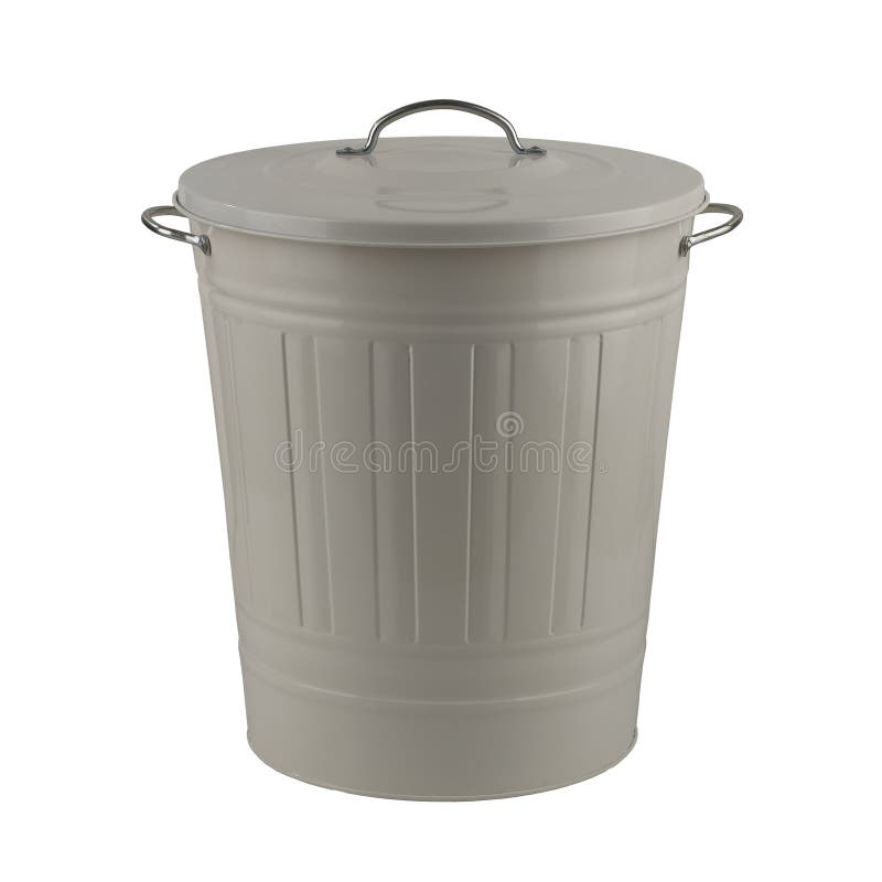 White Painted Steel Trash Can Stock Photo - Image of kitchen ...