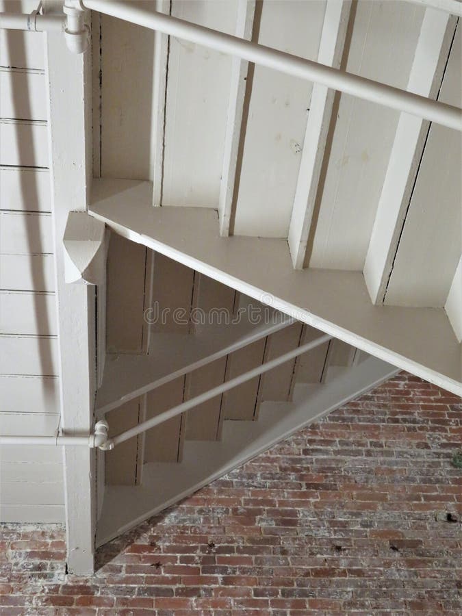 White Painted Wood Staircase Underside Stock Image - Image of 19th ...