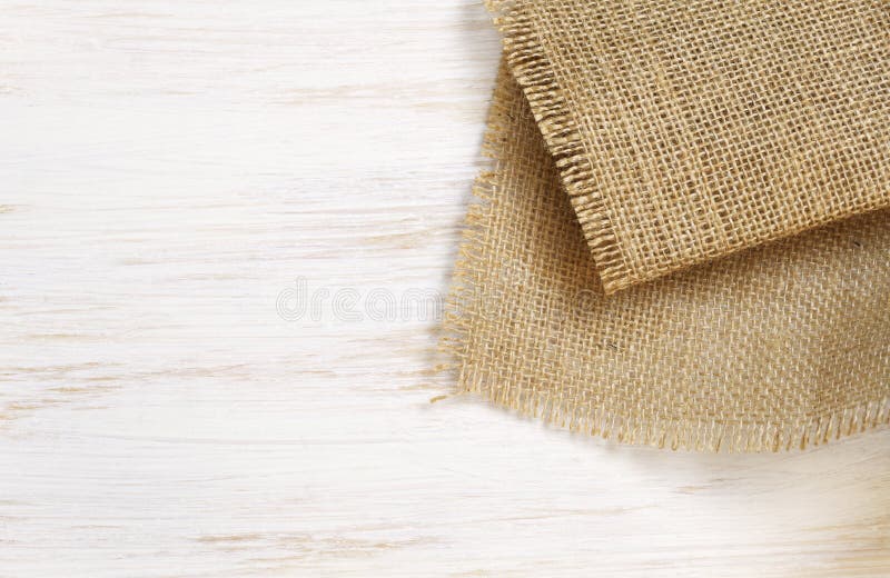 White Painted Wooden Board and a Canvas Tablecloth on Corner for ...