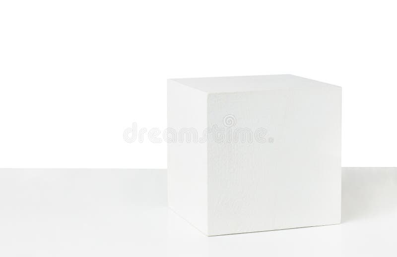 White Painted Wooden Cube on Table Isolated on White Stock Image ...