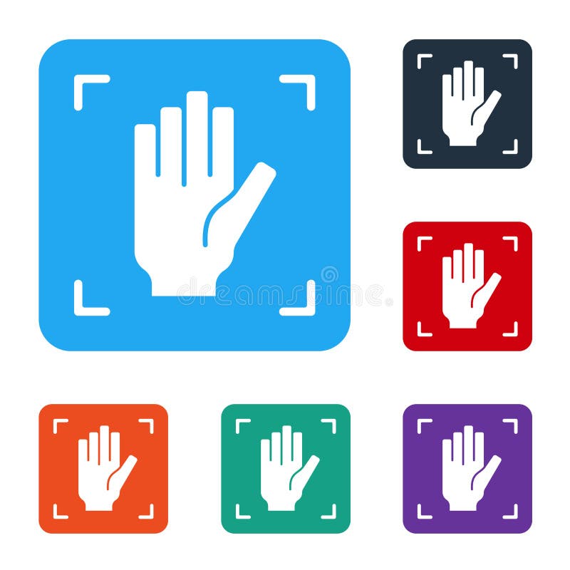 White Palm Print Recognition Icon Isolated on White Background ...