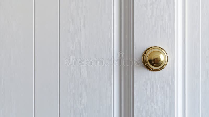 White Panel Door with Gold Knob on a White Background Stock ...