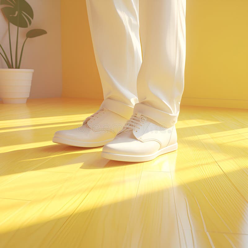 White Pants, White Shoes, Yellow Background, AI Generative Stock ...