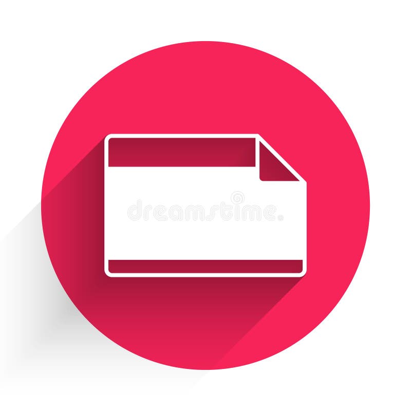 White Paper Adhesive Sticker with Curved Corner Icon Isolated with Long ...