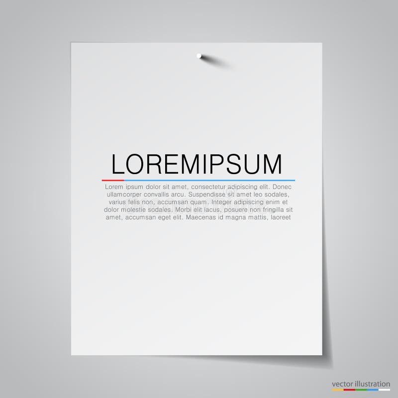 White Paper Attached with Nail. Vector Stock Vector - Illustration of ...