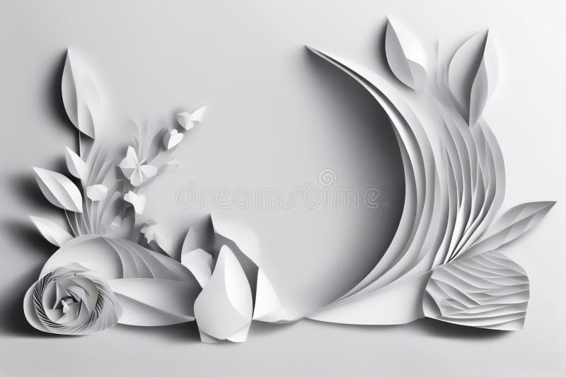 White Paper Background with a Frame and Copy Space in the Center Stock ...