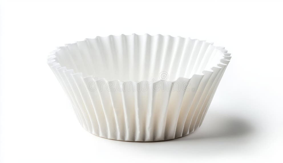 Empty White Fluted Paper Baking Cup on White Background Stock ...