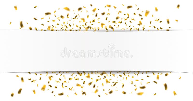White Paper Banner Golden Confetti Stock Vector - Illustration of party ...