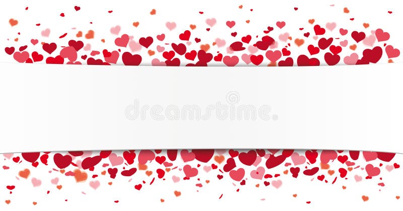 White Paper Banner Red Hearts Bokeh Stock Vector - Illustration of ...