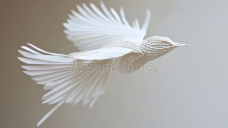White Paper Bird Mid-flight with Open Wings Stock Illustration ...