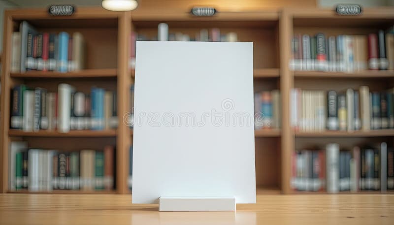 A Blank Paper Display Stands in a Library Setting Stock Photo - Image ...