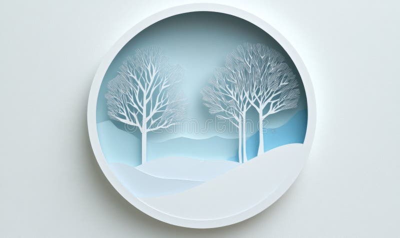 A White Paper with a Blue Background and Two Trees Stock Photo - Image ...