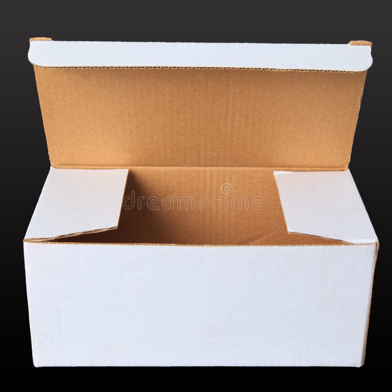 White Paper Box Open One Side Black Stock Photo - Image of receiving ...