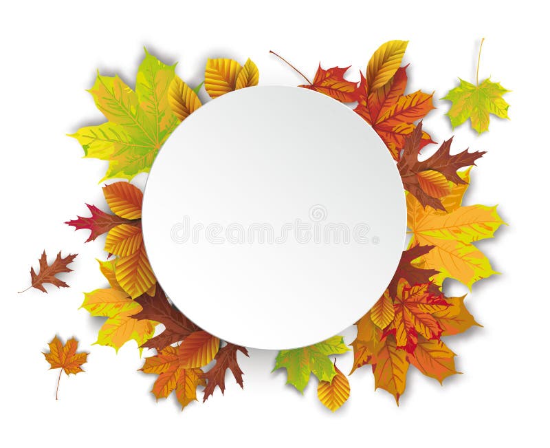 Circle Autumn Frame with Unique Colored Leaves Stock Vector ...