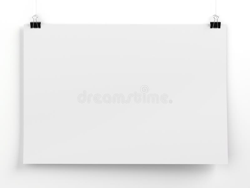 White paper with clips stock illustration. Illustration of media - 45620283