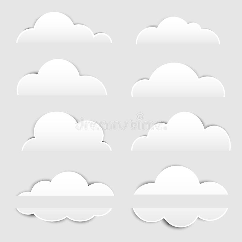 White Paper Cloud with Shadow on White Background Stock Vector ...